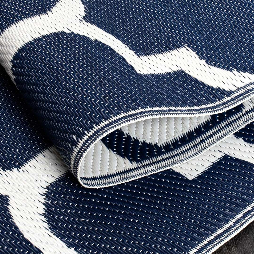 Veranda Blue Trellis Waterproof Plastic Outdoor Area Rug