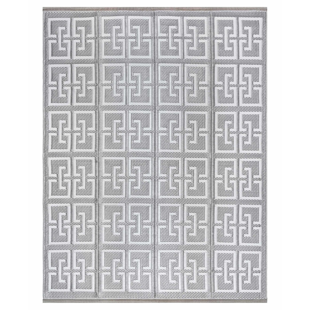 Veranda Gray Greek Key Waterproof Plastic Outdoor Area Rug