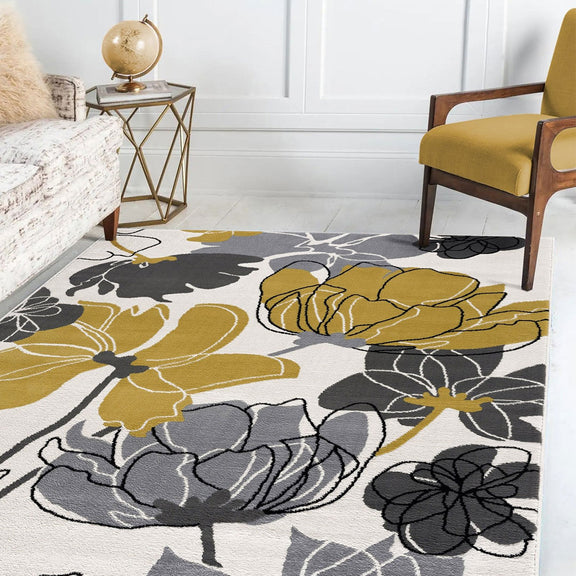 Laguna Yellow Floral Indoor Area Rug – Beverly Rug